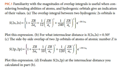 P9C.1 Familiarity with the magnitudes of overlap | Chegg.com