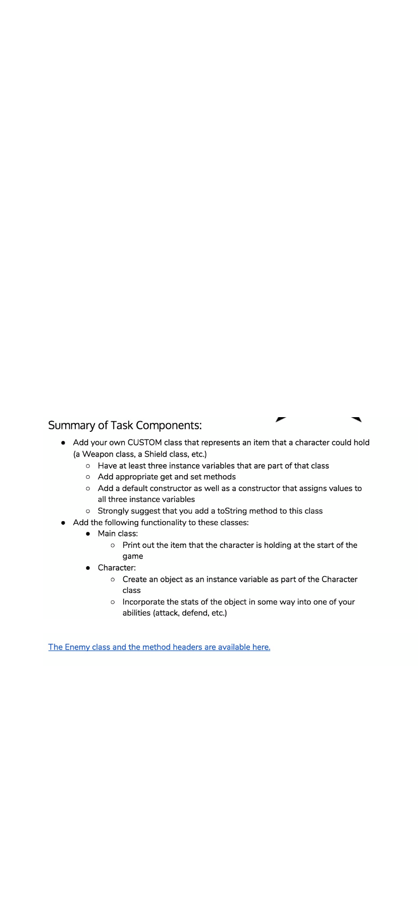 //Method headers for Character class public void | Chegg.com