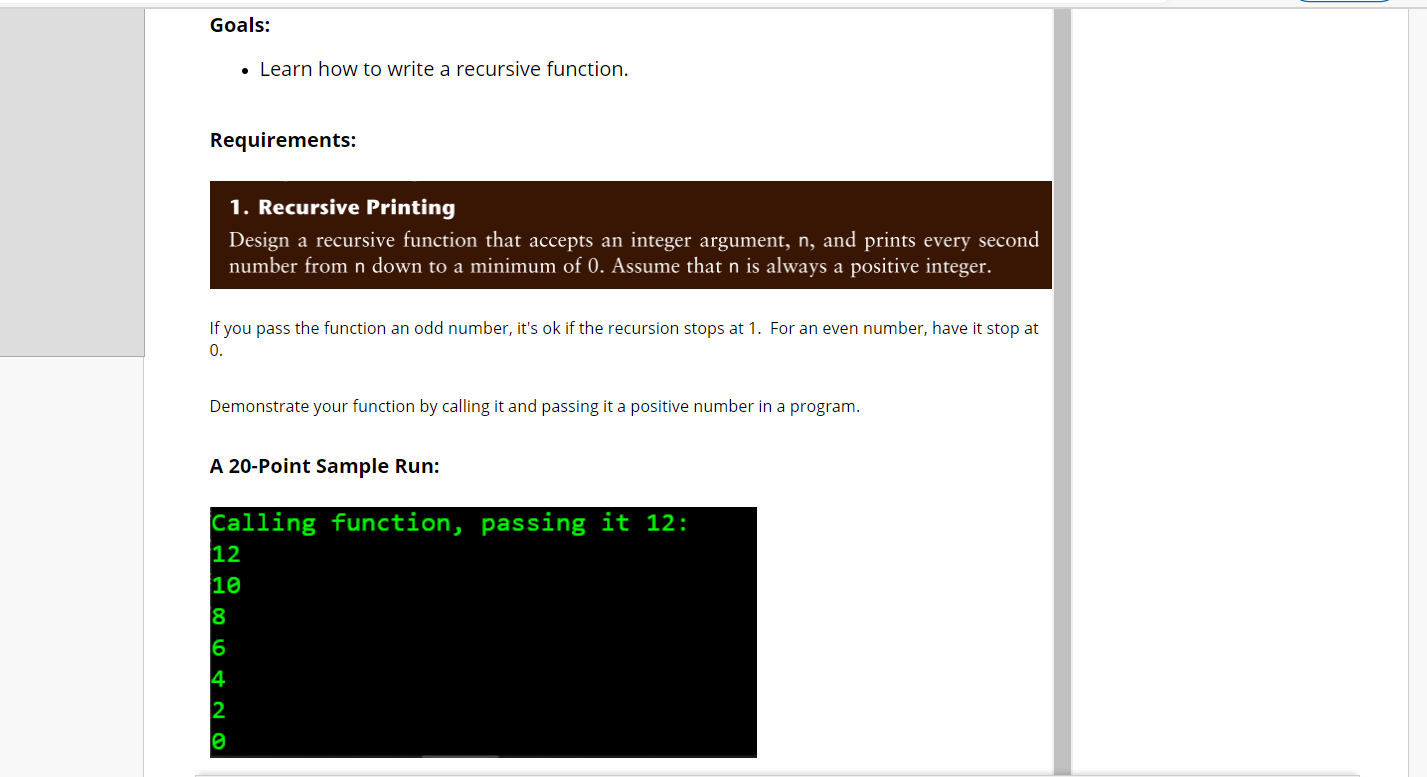 Solved Goals Learn How To Write A Recursive Function