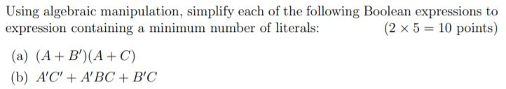 Solved Using algebraic manipulation, simplify each of the | Chegg.com