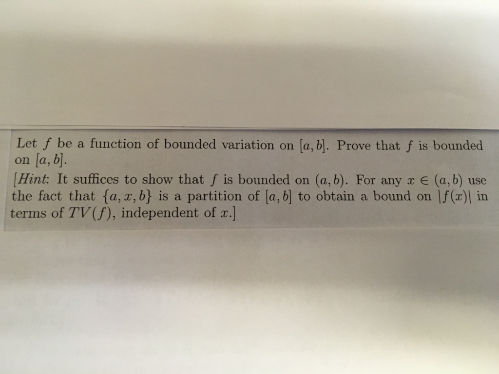 Solved Let f be a function of bounded variation on [a,b]. | Chegg.com