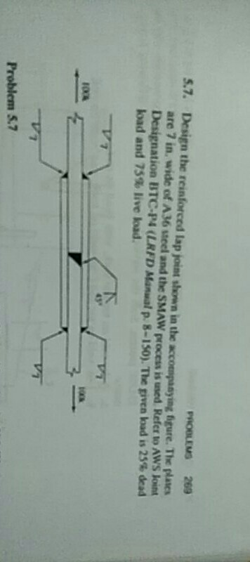 Solved PROBLEMS 269 5.7. Design the reinforced lap joint | Chegg.com