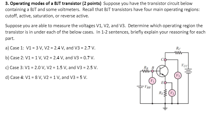 Solved 3. Operating modes of a BJT transistor (2 points) | Chegg.com