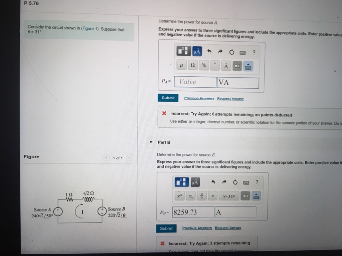 Solved P 5.76 Determine the power for source A Consider the | Chegg.com