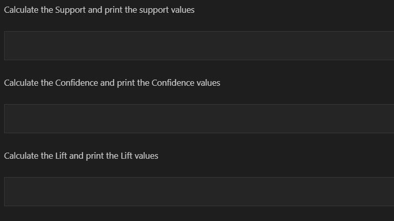 Q1.a (25 points) Support, Confidence, and Lift | Chegg.com