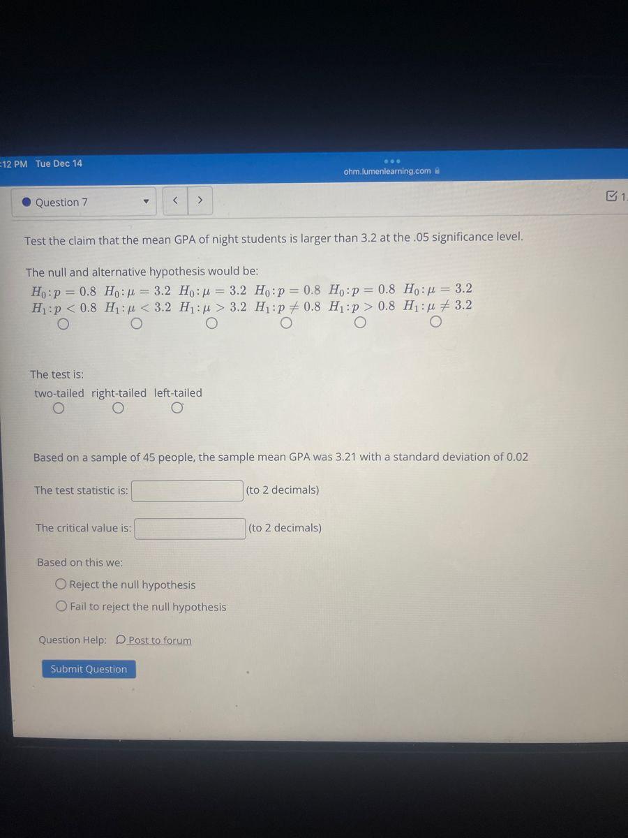 Solved 12 PM Tue Dec 14 ohm.lumenlearning.com Question 7 | Chegg.com