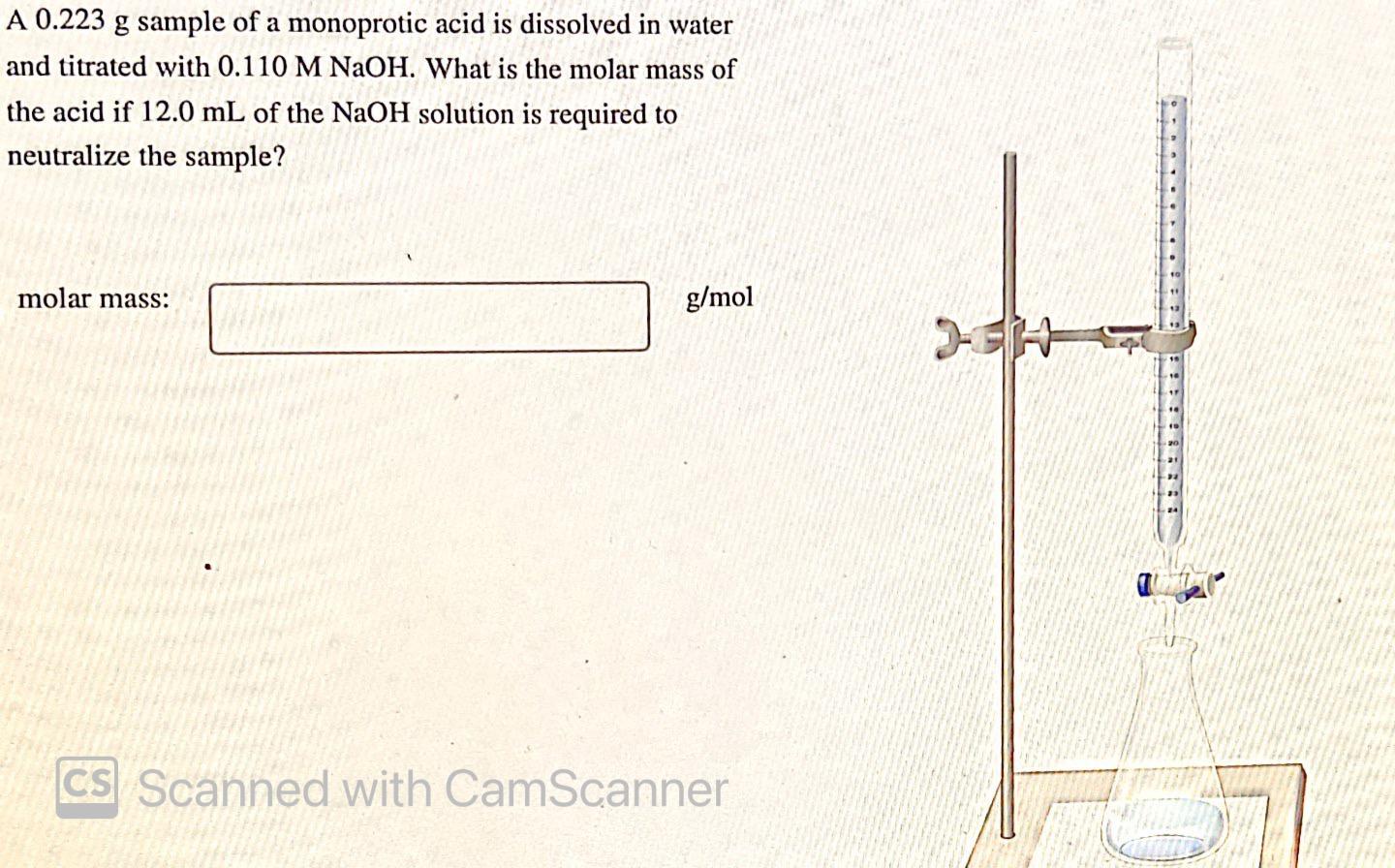 Solved A 0.223 g sample of a monoprotic acid is dissolved in | Chegg.com