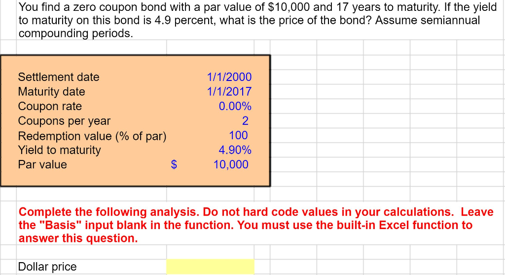 Solved You Find A Zero Coupon Bond With A Par Value Of Chegg