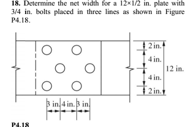 Solved 18. Determine the net width for a 12x1/2 in. plate | Chegg.com