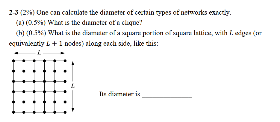 Solved 2-3 (2\%) One can calculate the diameter of certain | Chegg.com