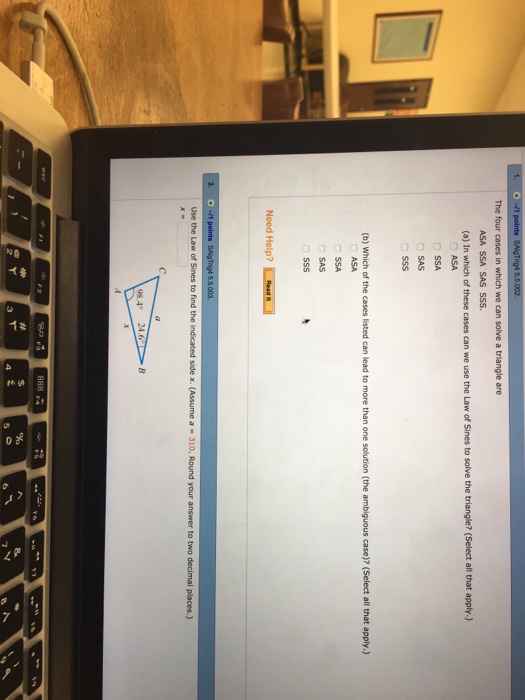 Solved The four cases in which we can solve a triangle are | Chegg.com