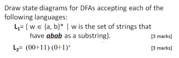 Solved Draw state diagrams for DFAs accepting each of the | Chegg.com