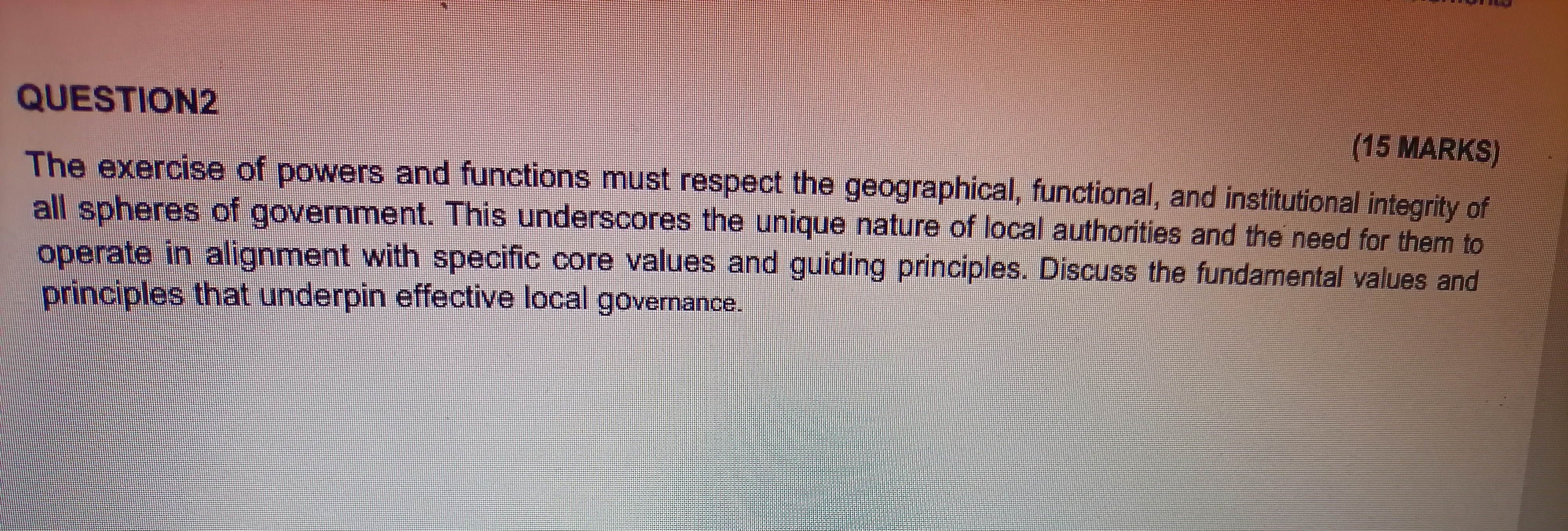 Solved QUESTION2(15 ﻿MARKS)The exercise of powers and | Chegg.com