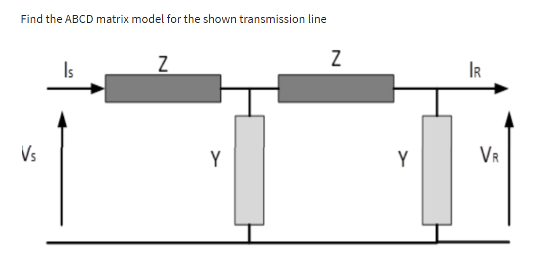 Solved Find the ABCD matrix model for the shown transmission | Chegg.com