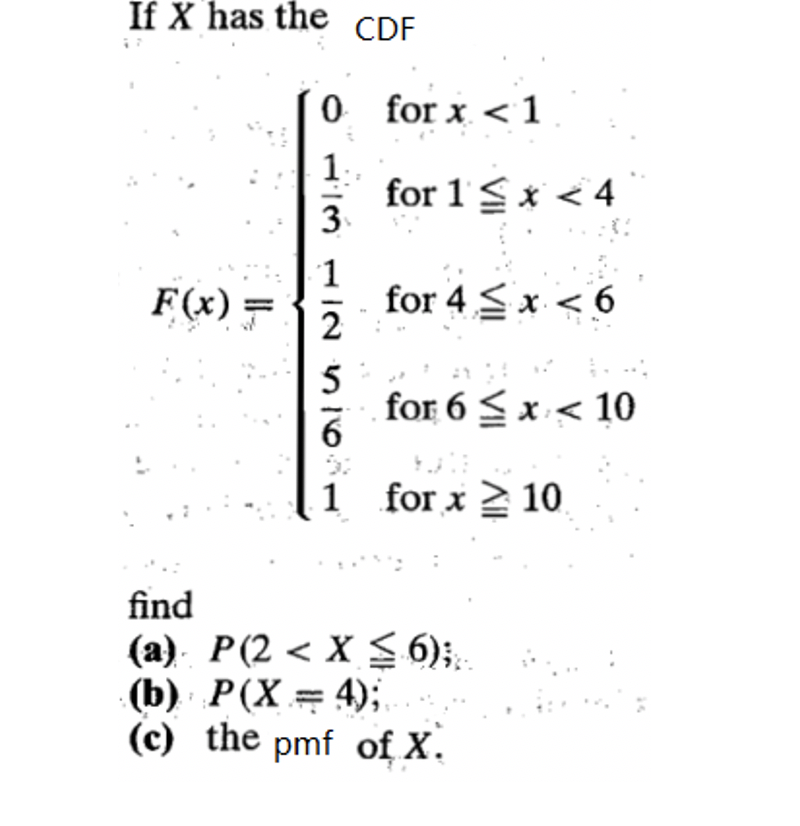 Solved If X has the CDF 0 for x