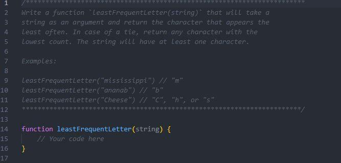 Solved Write a function leastfrequentletter(stming) that | Chegg.com