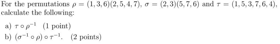 Solved For the permutations | Chegg.com