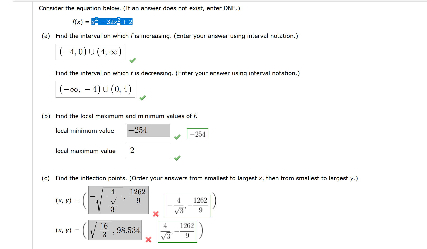 Solved Please help. I understand how they got inflection | Chegg.com