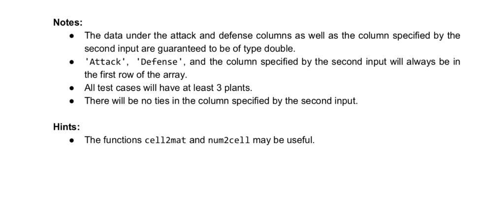 Solved MATLAB Function Name: plantsVsZombies Inputs: 1. | Chegg.com