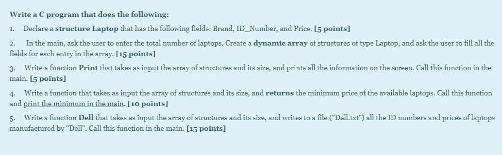 Solved 1. 2. Write a C program that does the following: | Chegg.com