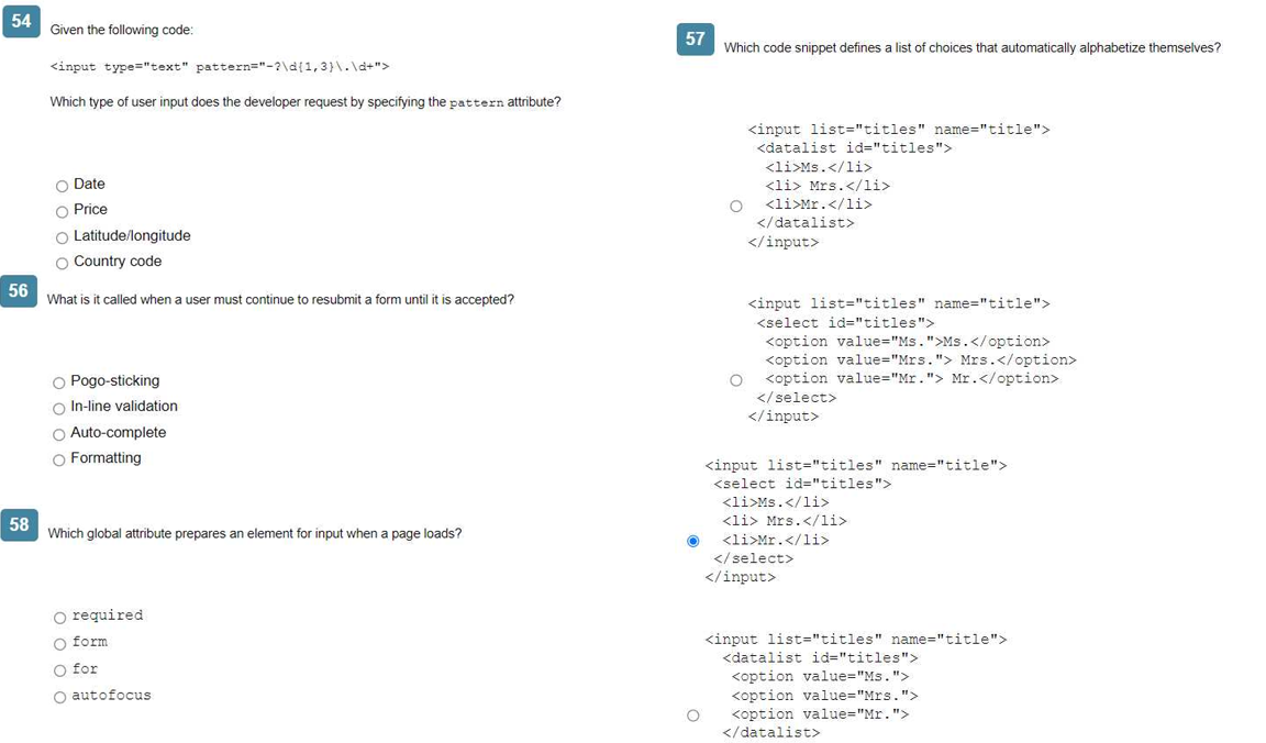 Solved 54 56 58 Given the following code: