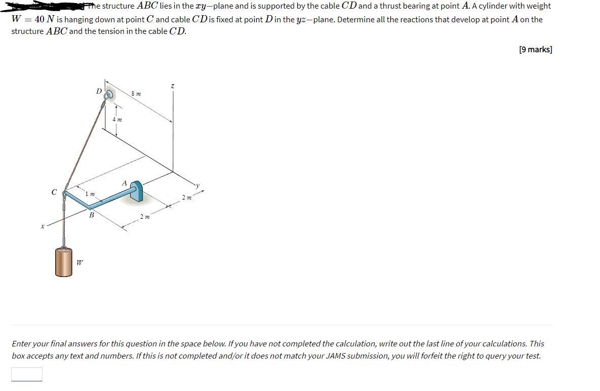 Solved the structure ABC lies in the xy-plane and is | Chegg.com