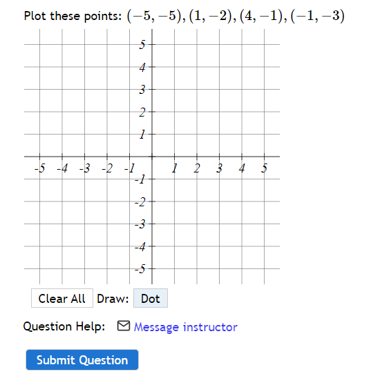Solved Plot these points: (−5,−5),(1,−2),(4,−1),(−1,−3) | Chegg.com