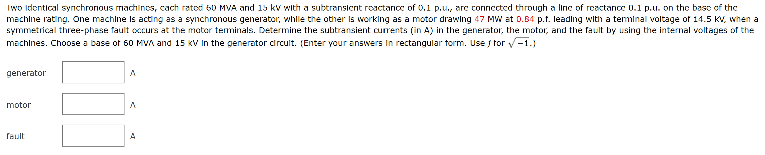 Two identical synchronous machines, each rated 60MVA | Chegg.com