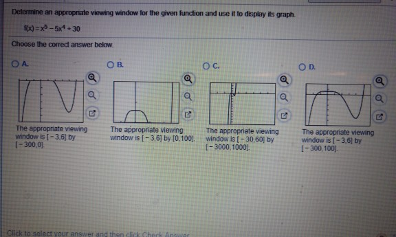 Solved Delermine an appropriate viewing window for the given | Chegg.com