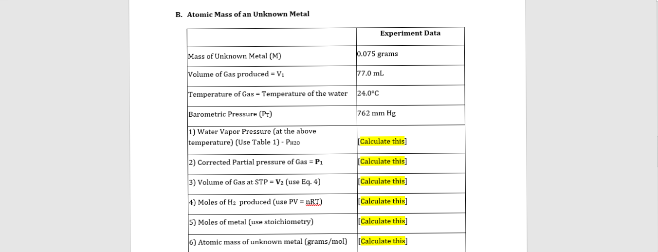 I need this data table to be solved with the steps | Chegg.com