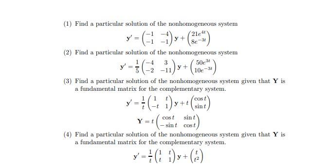 Solved (1) Find a particular solution of the nonhomogeneous | Chegg.com