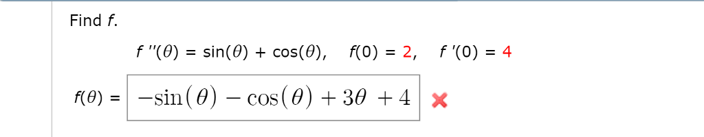 Solved Find f f"(x)--2 + 30x-12x2, f(0) = 5, f'(0) = 12 f(x) | Chegg.com