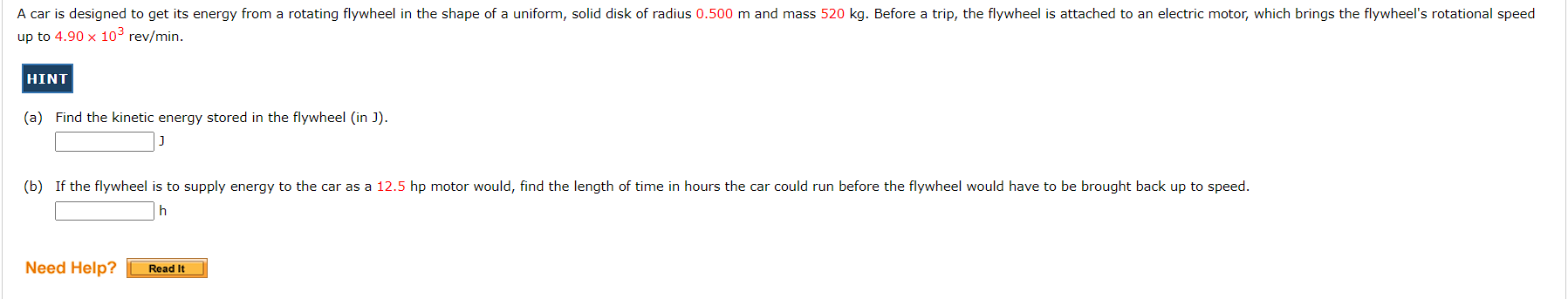 Solved up to 4.90×103rev/min. (a) Find the kinetic energy | Chegg.com