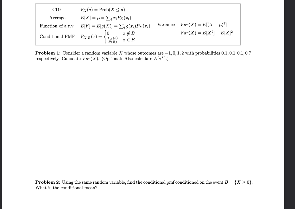 Solved CDF Fx(a) = Prob(X 0}. What is the conditional mean? | Chegg.com