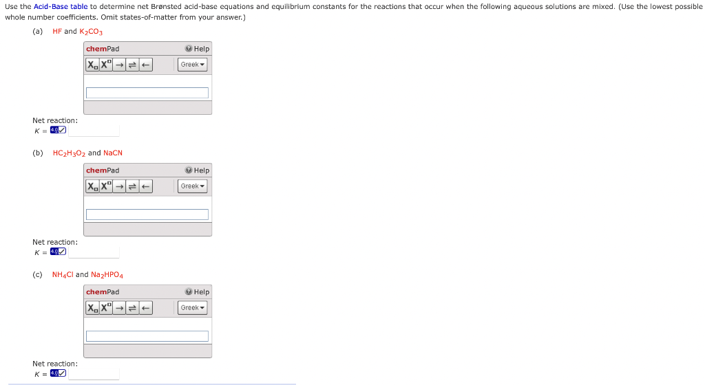 Solved Use the Acid-Base table to determine net Brønsted | Chegg.com