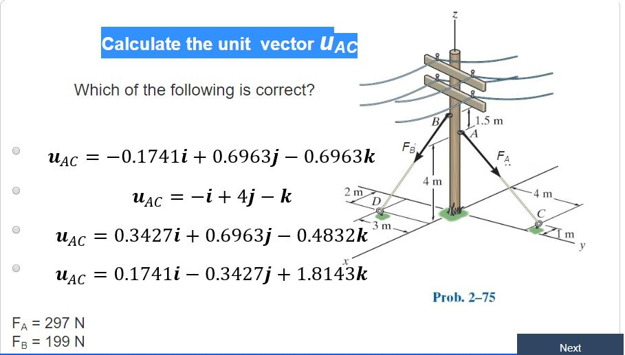 Solved Calculate the unit vector UAC Voo Which of the | Chegg.com