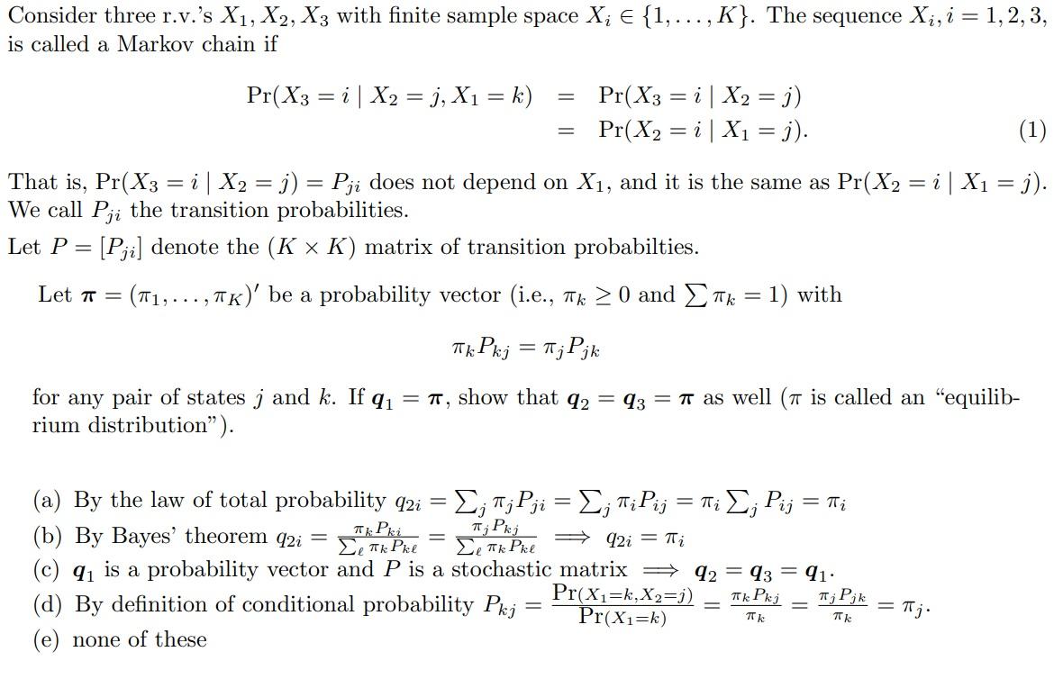 Solved Consider three r.v.'s X1, X2, X3 with finite sample | Chegg.com