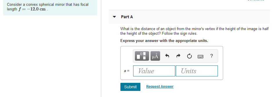 Solved Consider a convex spherical mirror that has focal | Chegg.com