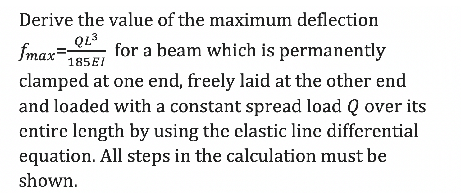 Solved Q23 185EI Derive the value of the maximum deflection | Chegg.com
