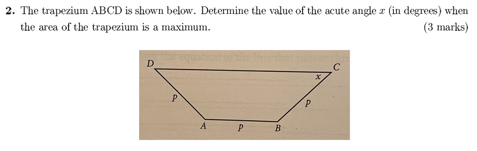 Solved 2. The trapezium ABCD is shown below. Determine the | Chegg.com