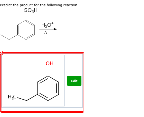 Solved Predict the product for the following reaction. SO3H | Chegg.com