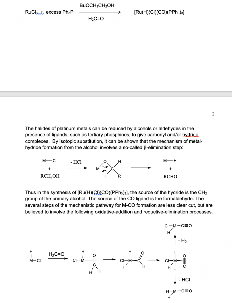 Solved a ) draw the β-H elimination reaction with RCH2OH | Chegg.com