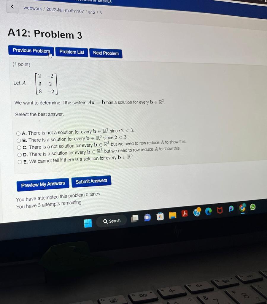 Solved Let A=⎣⎡238−22−2⎦⎤ We want to determine if the system | Chegg.com