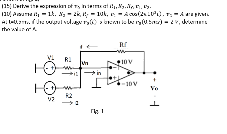 Solved (15) ﻿Derive the expression of v0 ﻿in terms of | Chegg.com