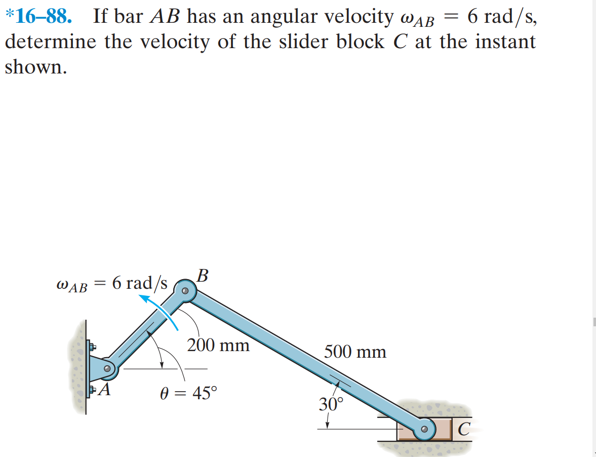 Solved *16–88. If bar AB has an angular velocity waB = 6 | Chegg.com