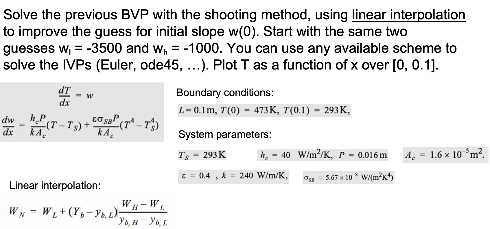 Solved 3 Solve the previous BVP with the shooting method, | Chegg.com