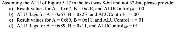 Solved Assuming the ALU of Figure 5.17 in the text was 8-bit | Chegg.com