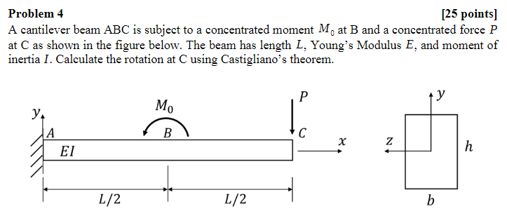 Solved Problem 4[ 25 ﻿points]A cantilever beam ABC is | Chegg.com