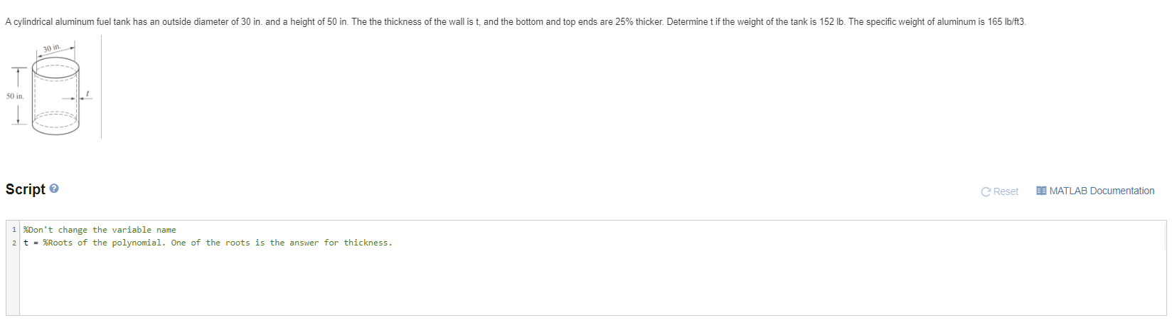 Solved \%Don't change the variable name 2t = \%Roots of the | Chegg.com