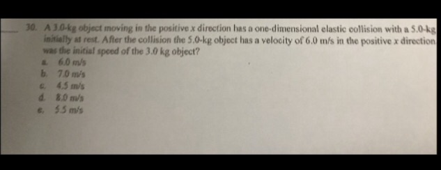 Solved 30 A 30 Kg Object Moving In The Positive X Direction